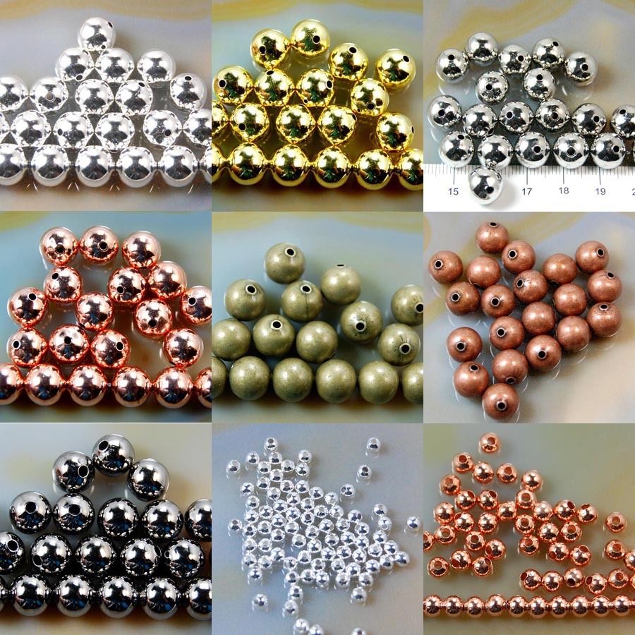 Smooth Round Solid Metal Copper Connector Spacer Charm Beads – AD Beads
