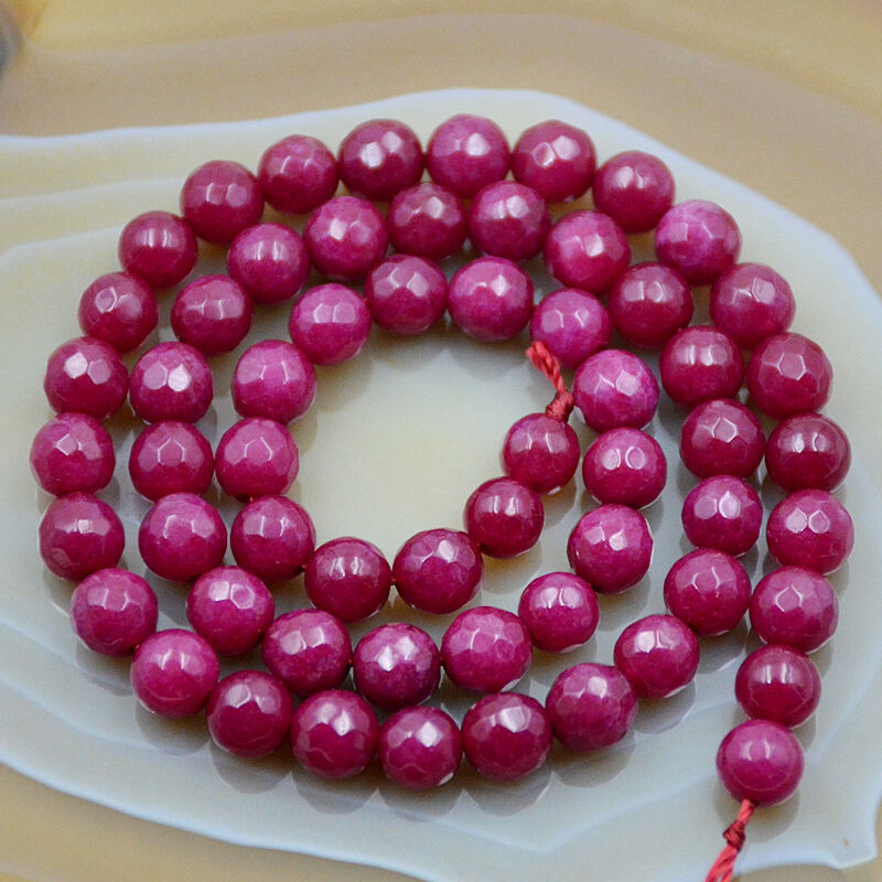 Faceted Ruby Jade Round Gemstone Loose Beads 15" 4mm 6mm 8mm 10mm 12mm ...