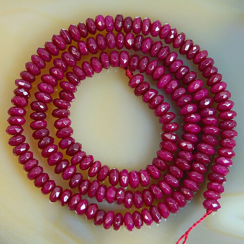 Faceted Ruby Jade Rondelle Beads 15" 2x4mm 3x5mm 4x6mm 5x8mm 6x10mm ...